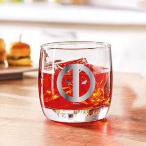 Deadpool Whiskey Glasses - Collectible Gift Set - Official Marvel Product - 10 oz. Capacity - Set of 2 - Classic Design - Sturdy Base - Perfect for Scotch, Bourbon, and Old Fashioned Cocktails