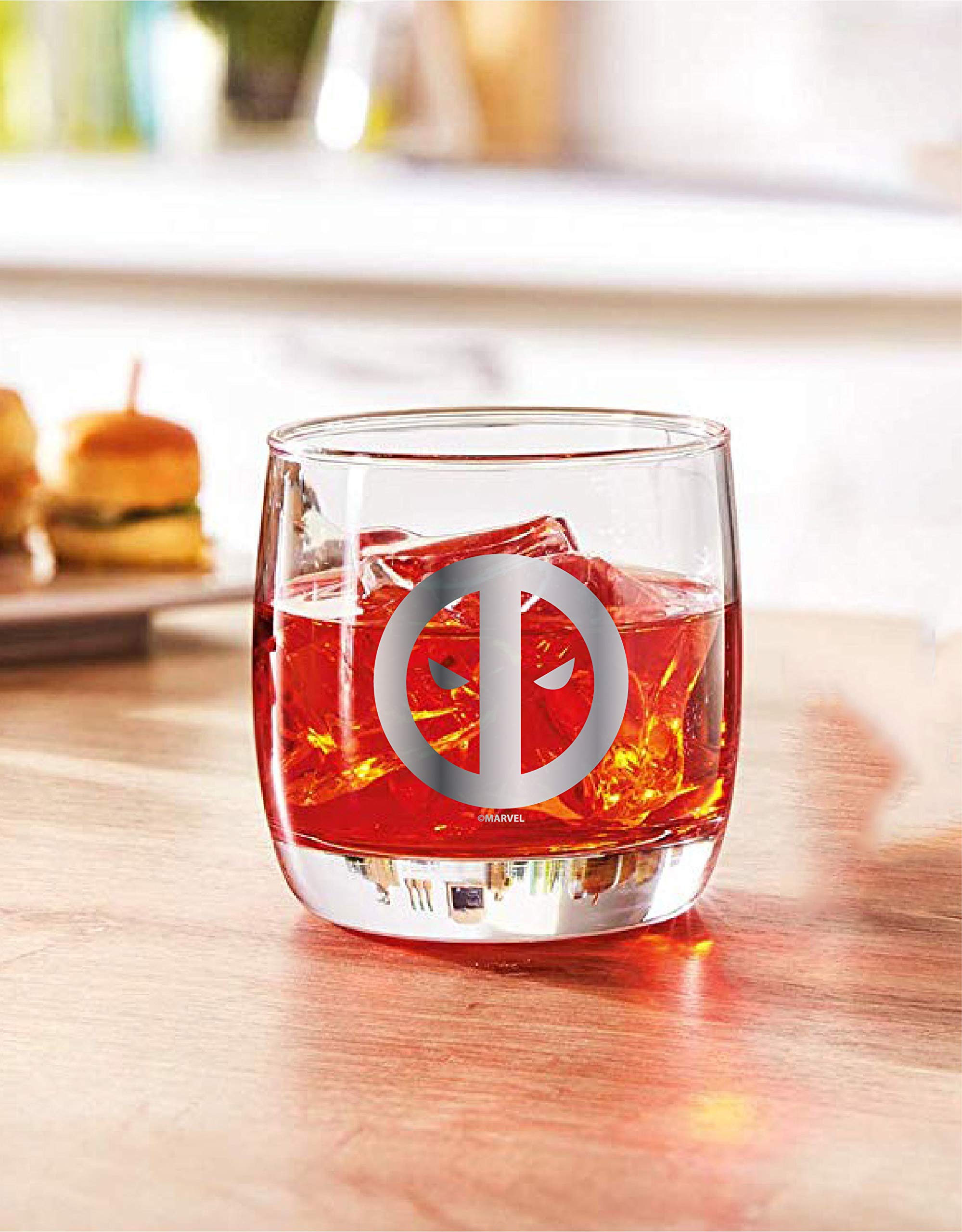 Deadpool Whiskey Glasses - Collectible Gift Set - Official Marvel Product - 10 oz. Capacity - Set of 2 - Classic Design - Sturdy Base - Perfect for Scotch, Bourbon, and Old Fashioned Cocktails