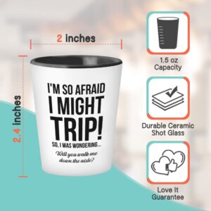 Proposal Shot Glass 1.5 oz, Walk Me Down the Aisle Wedding Relationship Giving Away Gift for Dad Brother Step Uncle Mom Future Husband, White