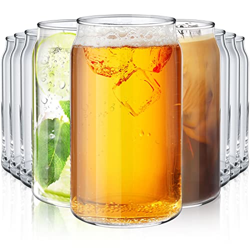 Patelai 24 Pcs Drinking Glasses Bulk 16oz Beer Can Shaped Glass Cups Iced Coffee Tumbler Cup Deal for Cocktails, Whiskey, Wine, Soda, Beer