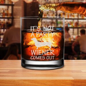 NeeNoNex It's not a Party Until a Wiener Comes Out Great Gift for Funny Dachshund Dog Lover Whiskey Glass - Funny and Sarcastic Gift For Dog Lover