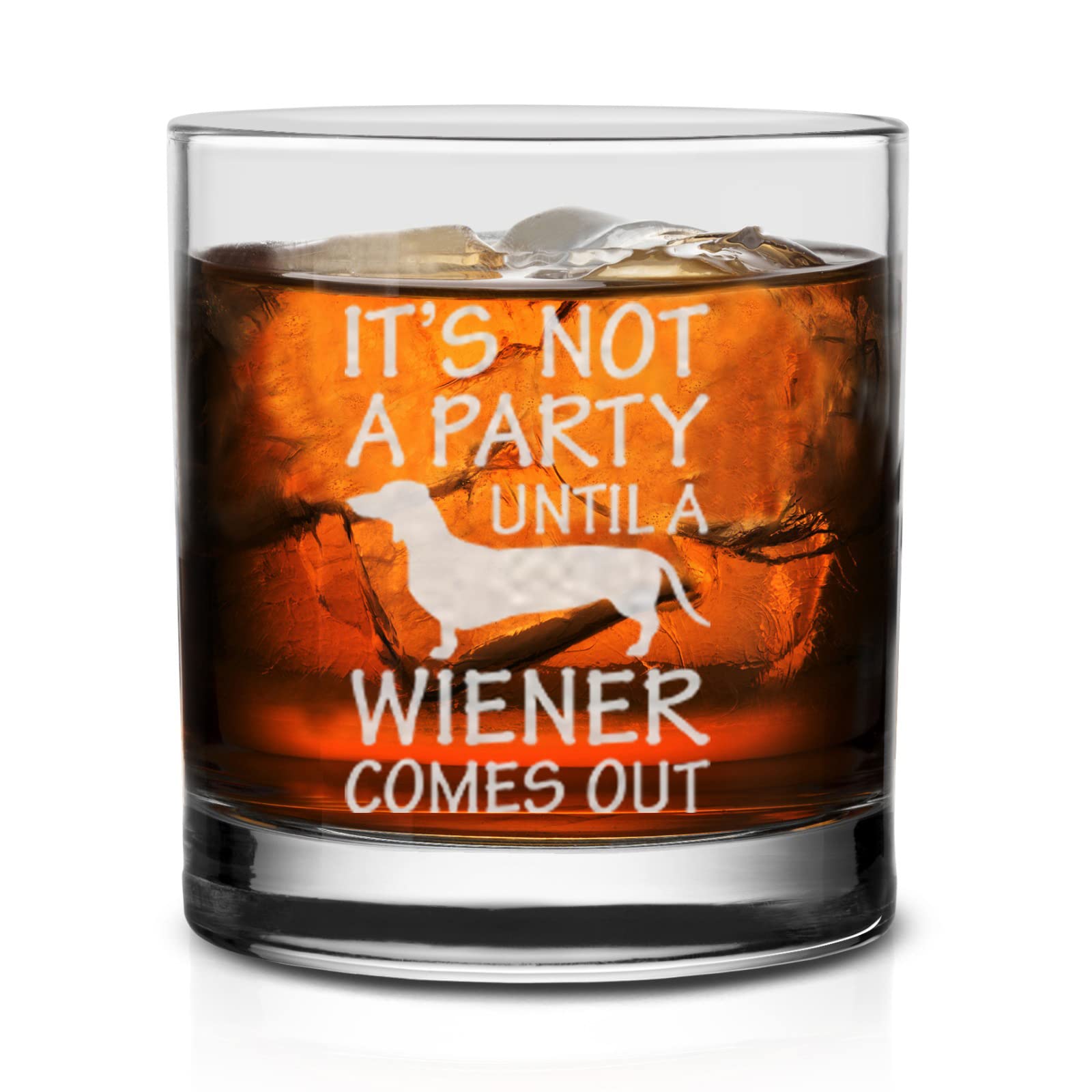 NeeNoNex It's not a Party Until a Wiener Comes Out Great Gift for Funny Dachshund Dog Lover Whiskey Glass - Funny and Sarcastic Gift For Dog Lover