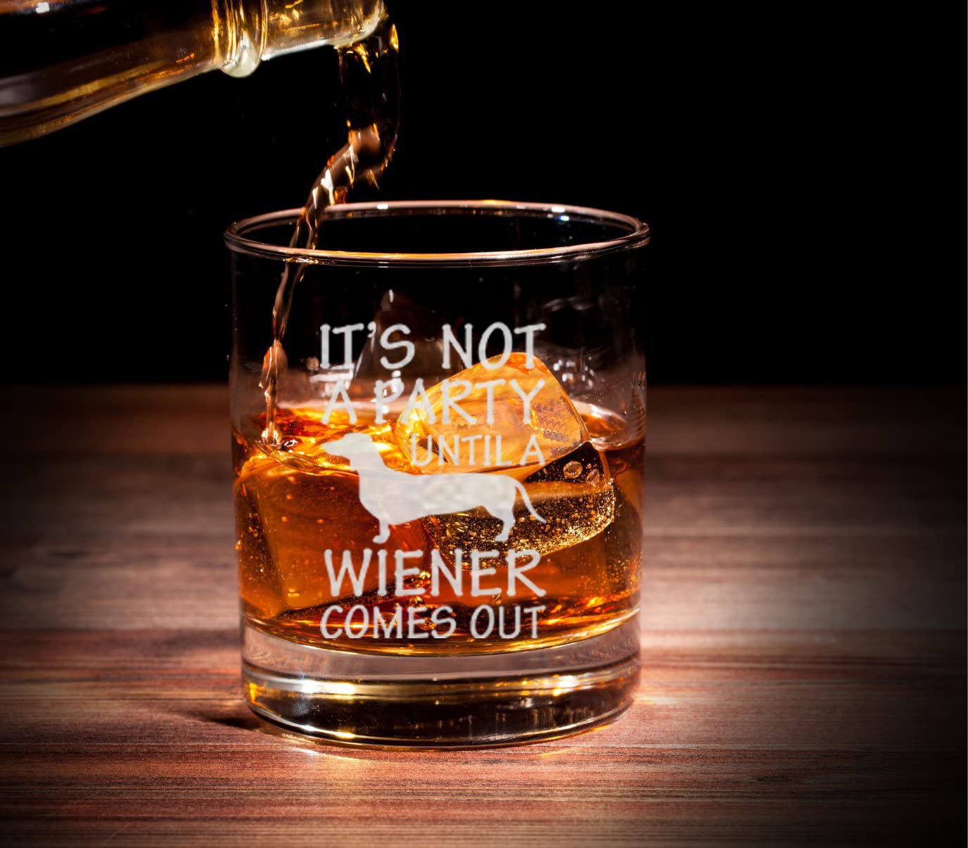 NeeNoNex It's not a Party Until a Wiener Comes Out Great Gift for Funny Dachshund Dog Lover Whiskey Glass - Funny and Sarcastic Gift For Dog Lover