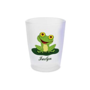 personalized custom text happy frog ceramic shot glass cup