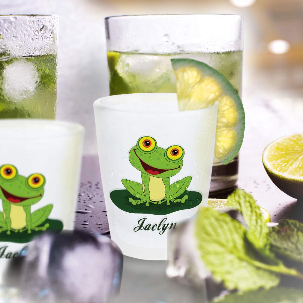 Personalized Custom Text Happy Frog Ceramic Shot Glass Cup