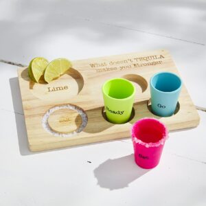 Mud Pie Tequila Set, board 7" x 10 1/4" | shot 2 1/2 oz, BROWN