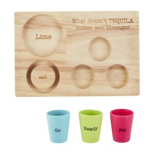 Mud Pie Tequila Set, board 7" x 10 1/4" | shot 2 1/2 oz, BROWN