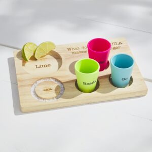 Mud Pie Tequila Set, board 7" x 10 1/4" | shot 2 1/2 oz, BROWN