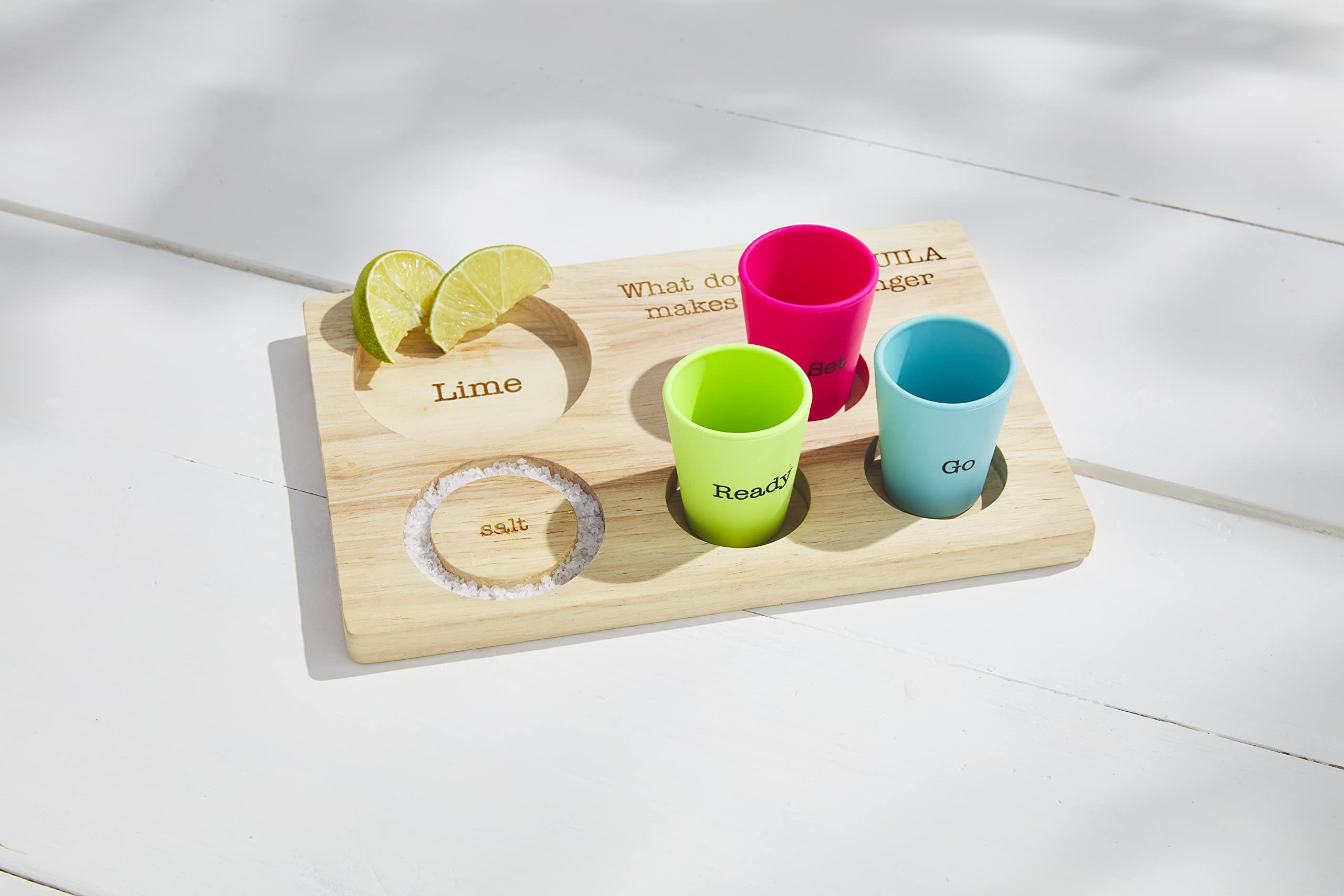 Mud Pie Tequila Set, board 7" x 10 1/4" | shot 2 1/2 oz, BROWN