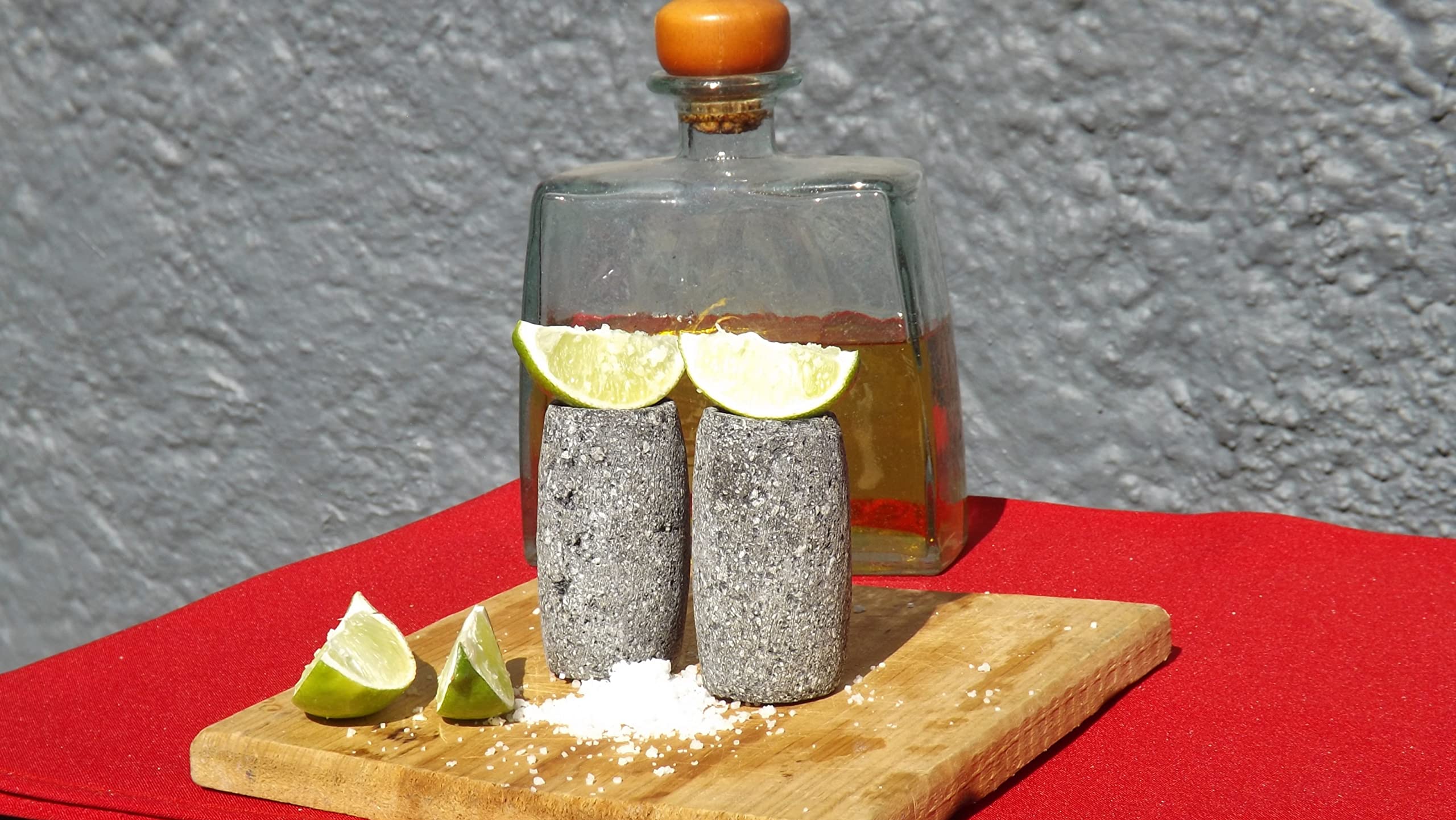 MEXTEQUIL - Volcanic Stone Shot Glasses - Set of Natural Shot Glass - 1.5 Oz - 100% Organic & Eco friendly - Natural Basalt Rock (4 pieces)