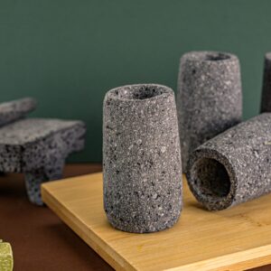 MEXTEQUIL - Volcanic Stone Shot Glasses - Set of Natural Shot Glass - 1.5 Oz - 100% Organic & Eco friendly - Natural Basalt Rock (4 pieces)