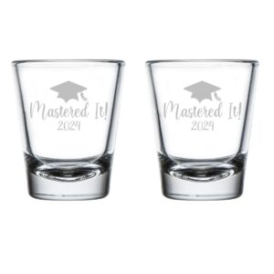 mip set of 2 shot glasses 1.75oz shot glass mastered it 2024 script graduation masters degree gift