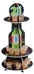 amscan brilliant 21st birthday shot glass holder, one size, multicolor