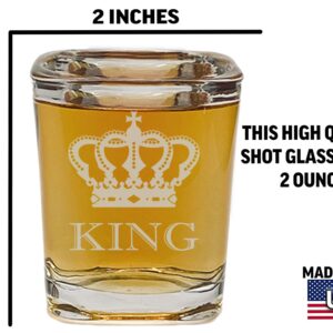 Rogue River Tactical Square Funny King Shot Glass Gift For Him Husband Dad Father Joke Gag Gift