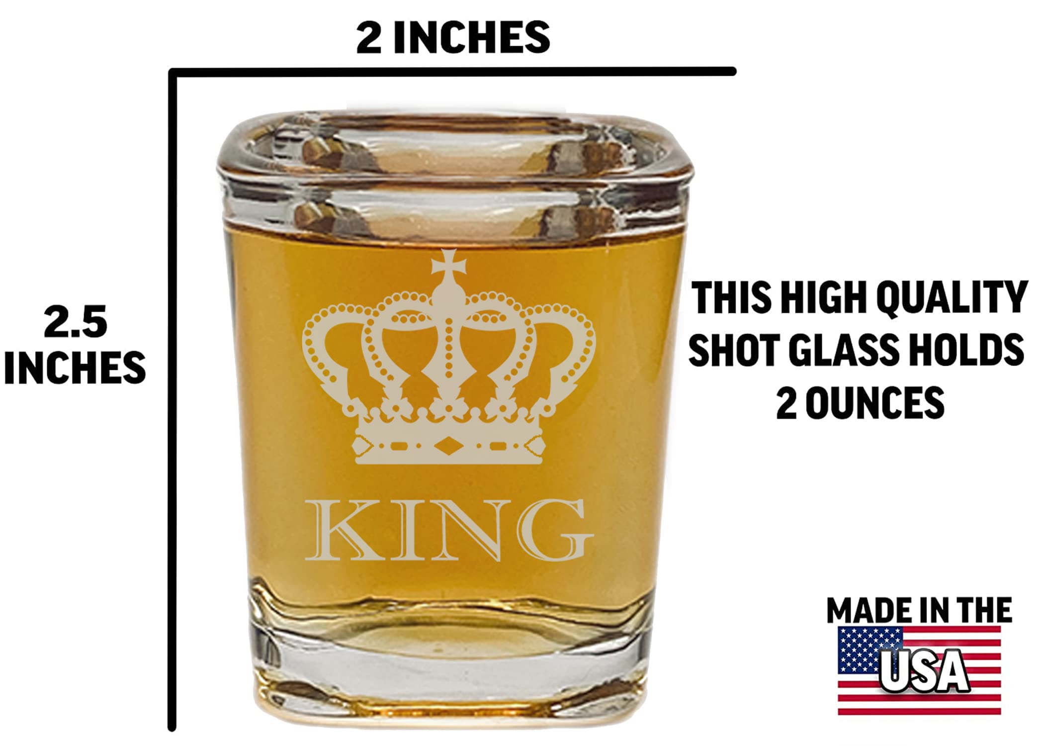 Rogue River Tactical Square Funny King Shot Glass Gift For Him Husband Dad Father Joke Gag Gift