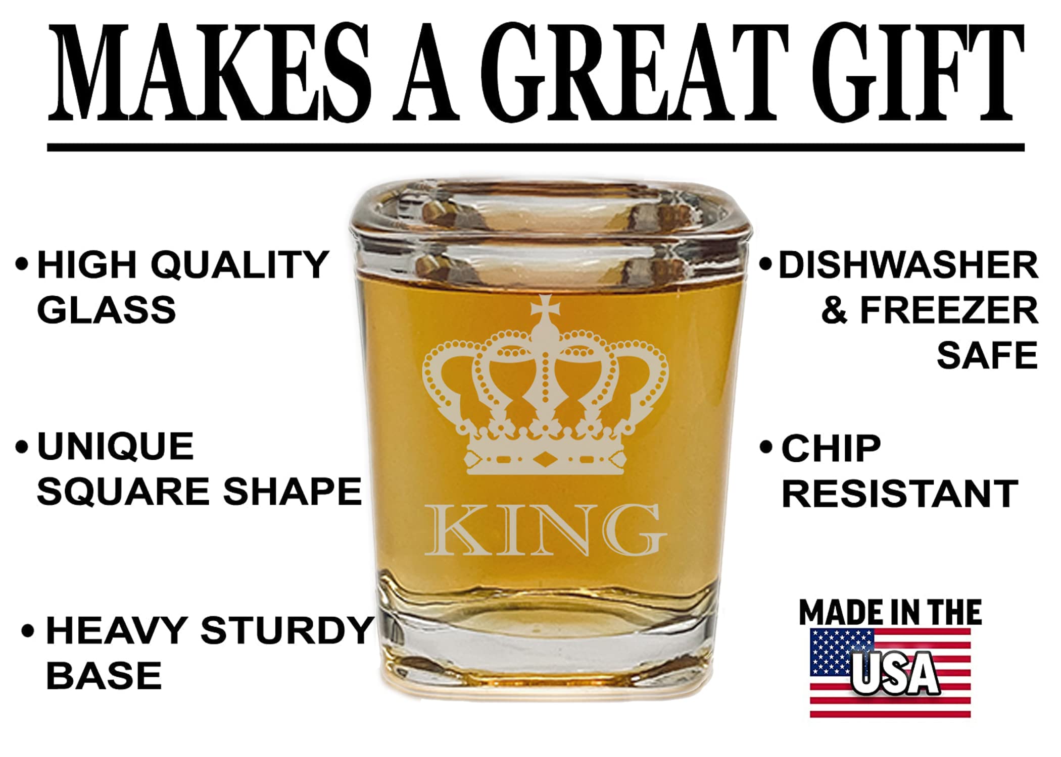 Rogue River Tactical Square Funny King Shot Glass Gift For Him Husband Dad Father Joke Gag Gift