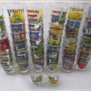 Souvenir Shot Glass 50 States Alabama - AL to Wyoming - WY. (50 shot glass, collection).