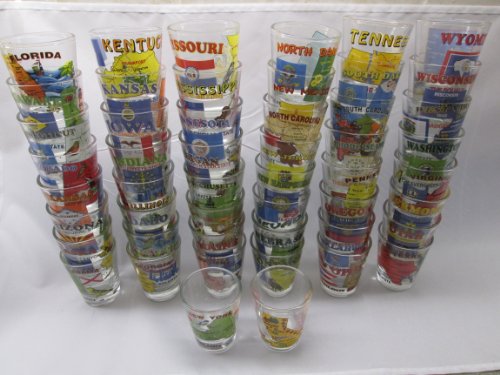 Souvenir Shot Glass 50 States Alabama - AL to Wyoming - WY. (50 shot glass, collection).