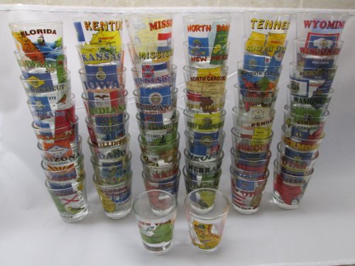 Souvenir Shot Glass 50 States Alabama - AL to Wyoming - WY. (50 shot glass, collection).