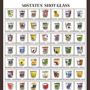 Souvenir Shot Glass 50 States Alabama - AL to Wyoming - WY. (50 shot glass, collection).