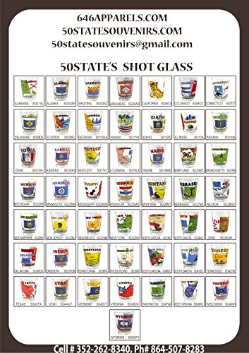 Souvenir Shot Glass 50 States Alabama - AL to Wyoming - WY. (50 shot glass, collection).