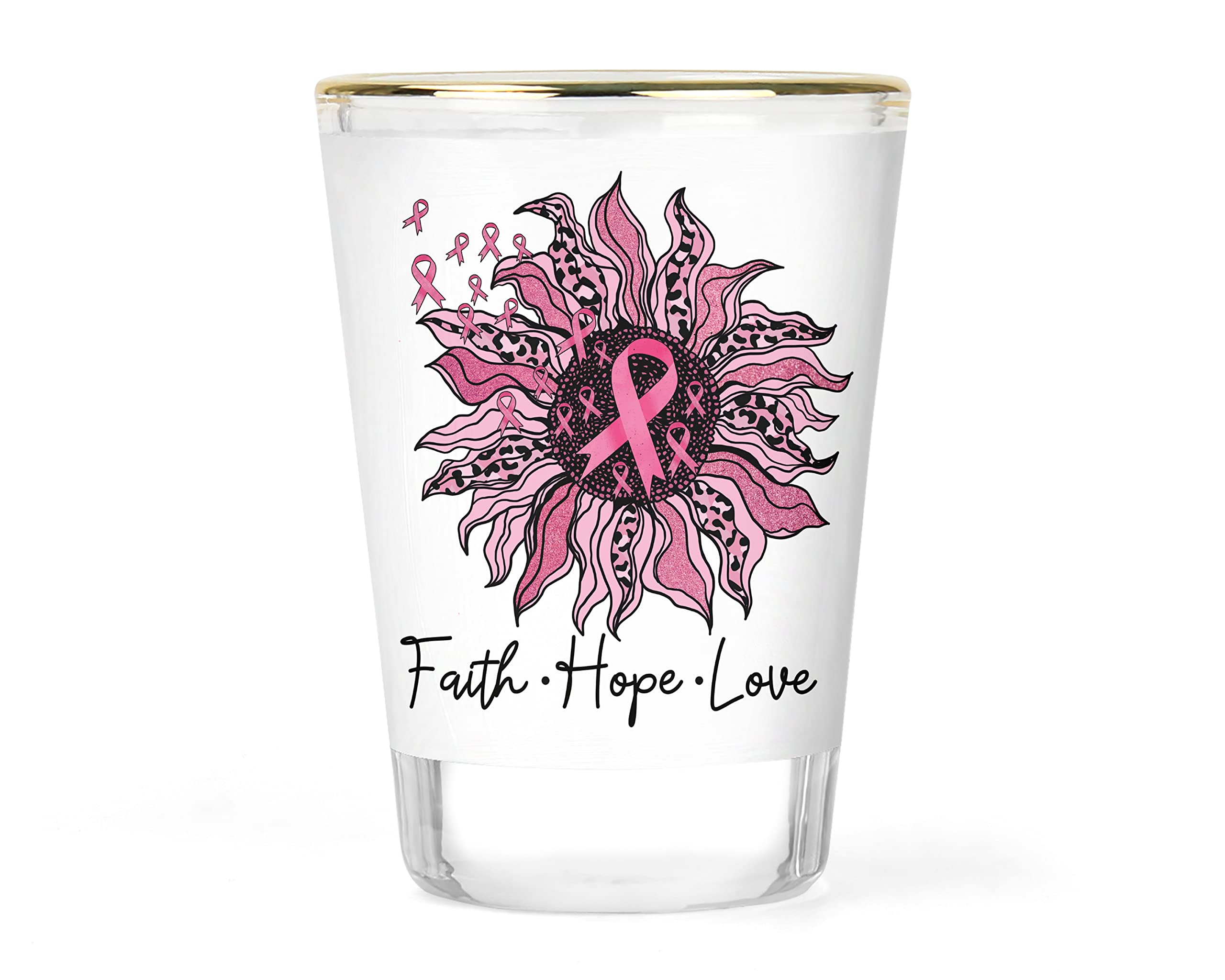 Breast Cancer Gift - Cancer Shot Glass - Cancer Awareness Gift- Breast Cancer Gift - Breast Cancer Month Gift - Pink Ribbon Gift