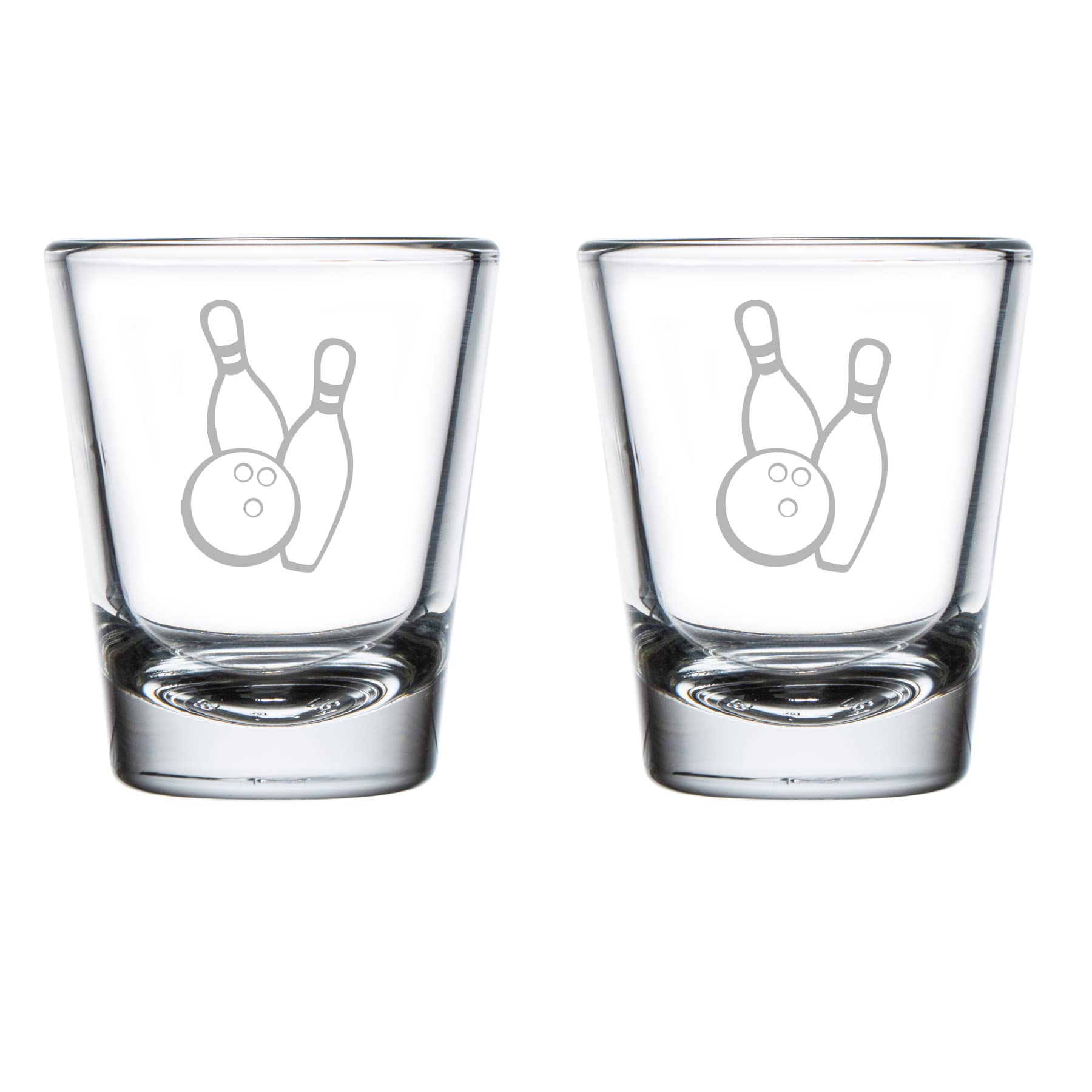 MIP Set of 2 Shot Glasses 1.75oz Shot Glass Bowling Ball-And Pins