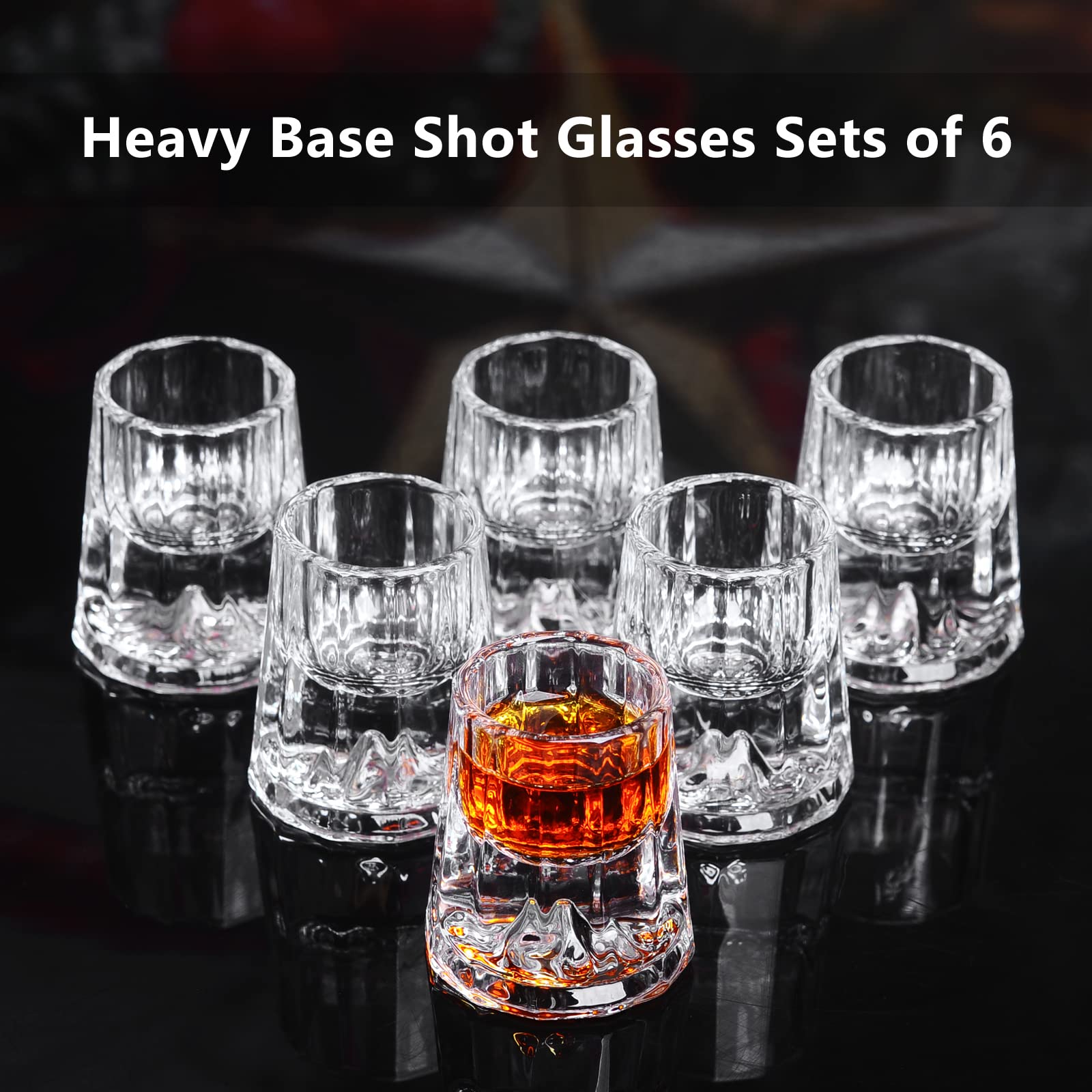 Jaepsing Shot Glasses, 0.5oz Heavy Base Shot Glass Set of 6/Clear Shot Glasses/Cordial Glasses/Sherry Glasses/Cute Shot Glasses/Perfect for Spirits