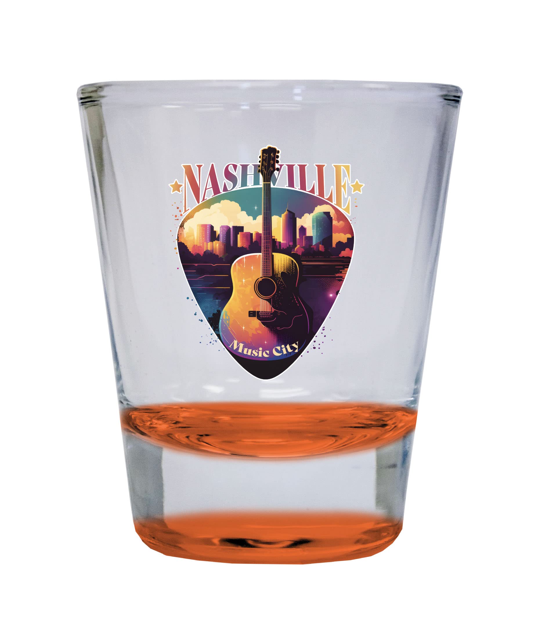 R and R Imports Nashville Tennessee Music City Souvenir 1.5 Ounce Shot Glass Round (Orange)