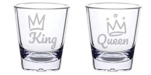 alankathy mugs king queen his hers wifey hubby husband wife shot glass 1.5 oz set of 2 for anniversary wedding celebration