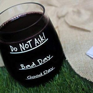 Good Day Bad Day Do Not Ask Stemless Wine Glass – Tritan Plastic 16 Ounce Cup