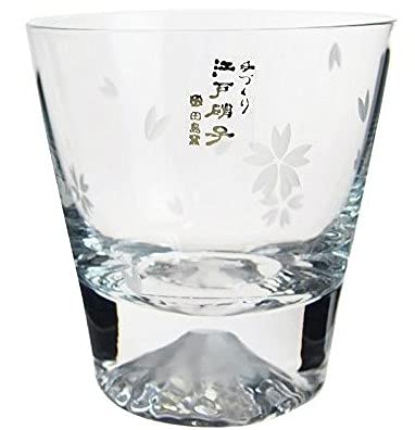 Tajima glass [WITH CERTIFICATE] Tajima Glass Fuji Glass Sakura TG16-015-RS rocks glass Japanese Traditional handicraft Edo Kiriko Glass, Clear, size DIA 92 mm x Height 95mm, 270ml