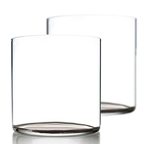 Amehla "Bare Ultra Thin Cocktail Glasses 12-ounce Double Old Fashioned Whiskey Glasses - Bar Glass Set for use as Mixed Drink Glass - Bourbon Tumblers, or Minimalist H20 Water Drinking Glass - (2)