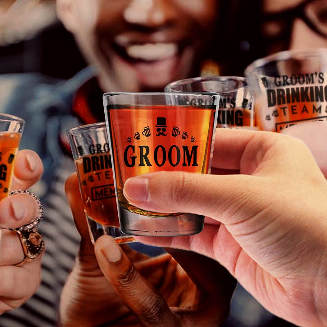 shop4ever Groom and Groom's Drinking Team Member Glass Shot Glasses Wedding Bachelor Party Shot Glasses 12 Pack