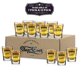 shop4ever Groom and Groom's Drinking Team Member Glass Shot Glasses Wedding Bachelor Party Shot Glasses 12 Pack