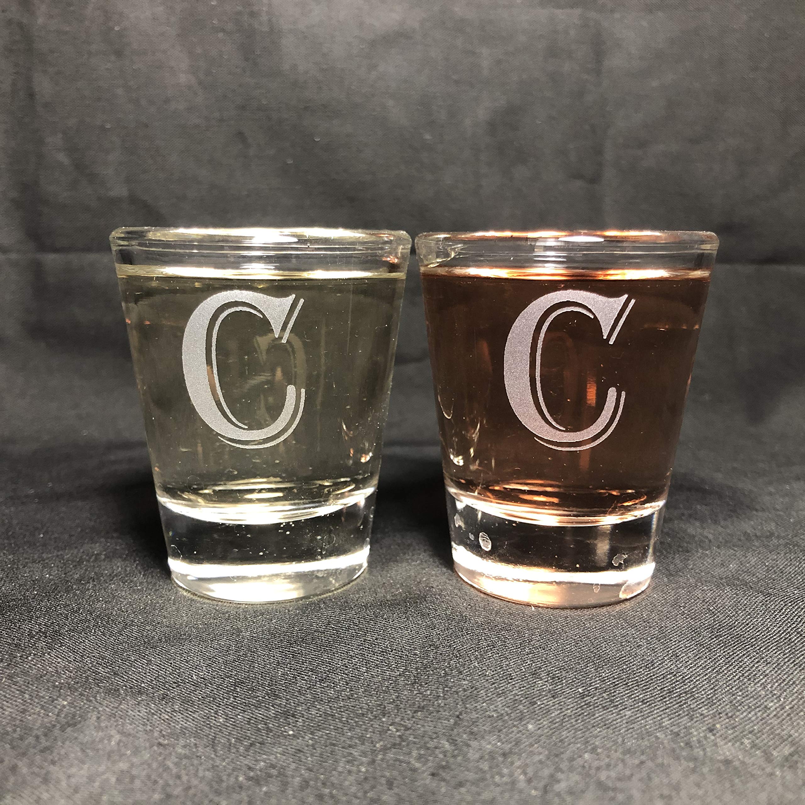 Alankathy Mugs Monogram letters shot glass 1.5 oz set of 2 (C)