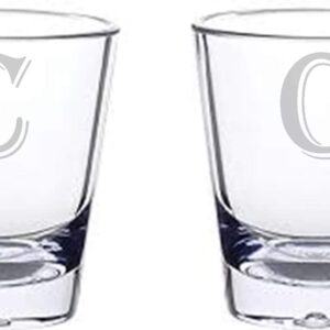 Alankathy Mugs Monogram letters shot glass 1.5 oz set of 2 (C)