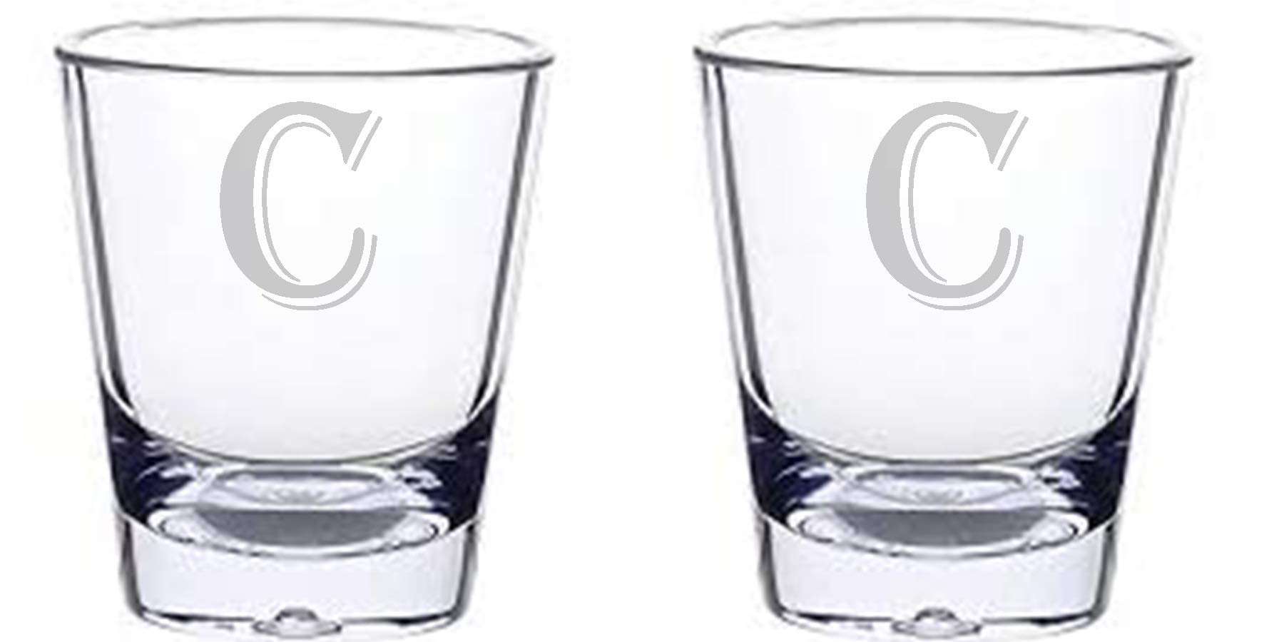 Alankathy Mugs Monogram letters shot glass 1.5 oz set of 2 (C)