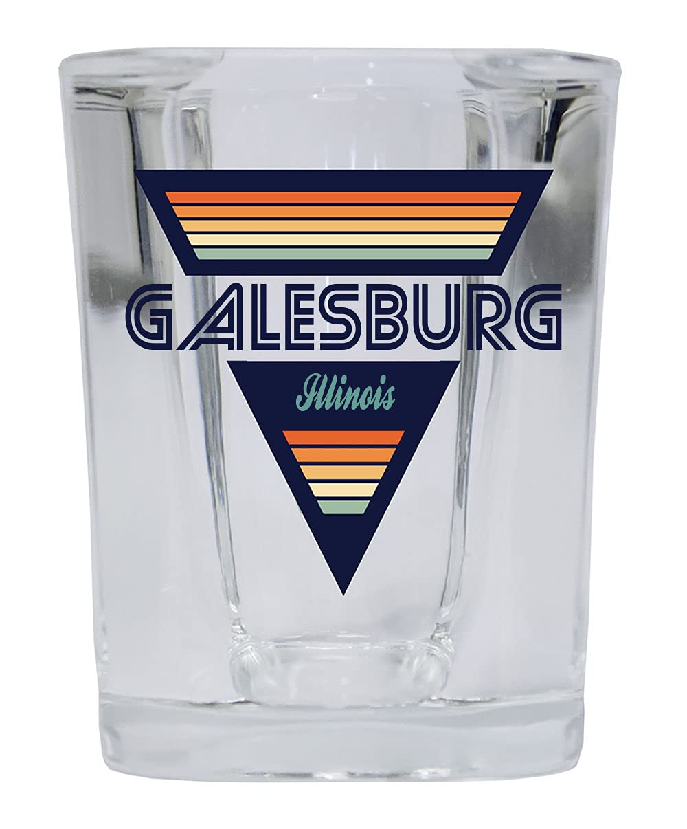 R and R Imports Galesburg Illinois 2 Ounce Square Base Liquor Shot Glass Retro Design