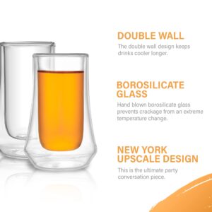 JoyJolt Cosmo Double Wall Shot Glasses – Set of 4 2 oz Glasses Suitable for Cocktails Espresso, or Desserts – Shot Glass Ideal for Liquor Bar – Drinking Games with Shot Glasses Essential