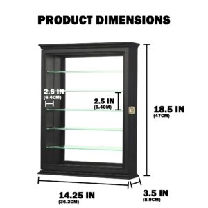 DisplayGifts Souvenir Shot Glass Display Case Shadow Box Wall Mounted Cabinet Mirror Background Black