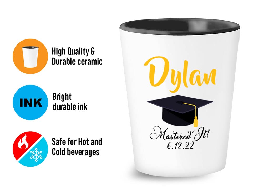 Bubble Hugs Custom Graduation 2021 - Graduation Cap Shot Glass 1.5 oz as Party Supplies, Graduation Decorations, School College