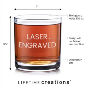 Lifetime Creations Create Your Own Engraved Personalized Whiskey Glass 10.5 oz - Old Fashioned Rocks Glass with Your Text, Whiskey Lover, Scotch Glass Gift, Dishwasher Safe