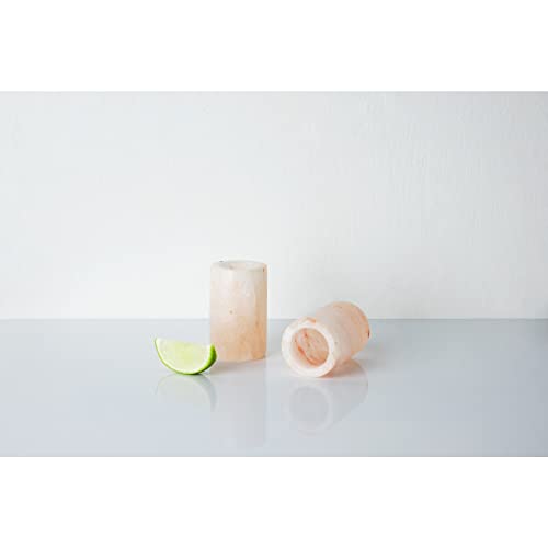 Viski Himalayan Salt Shot Glasses, Unique Pink Salt Shooters Gift Set for Tequila and Mezcal, 2 Oz Set of 2