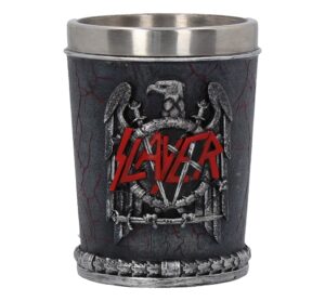 nemesis now b4132m8 slayer shot glass 7cm black, resin w/stainless steel insert, grey