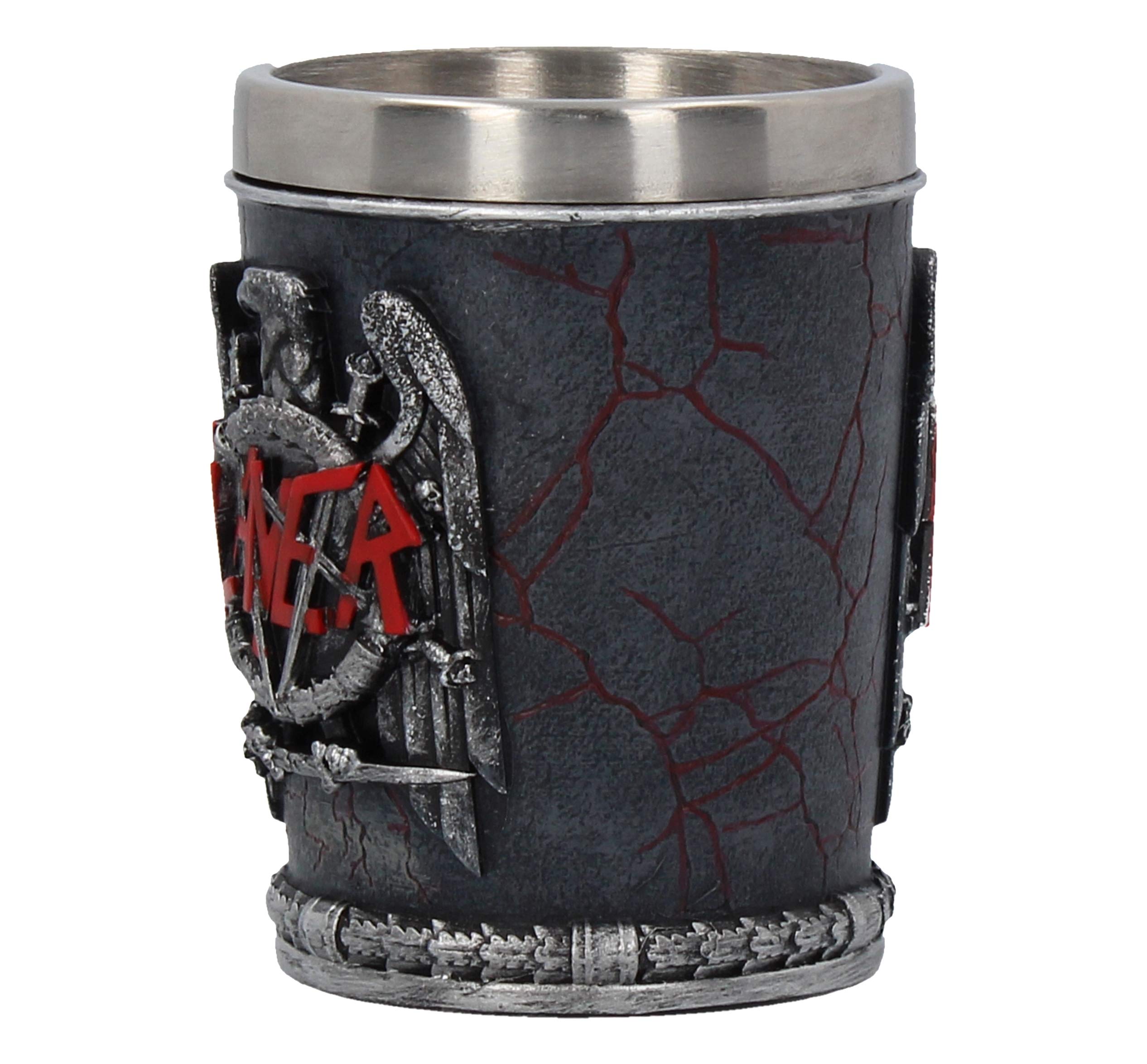 Nemesis Now B4132M8 Slayer Shot Glass 7cm Black, Resin w/Stainless Steel Insert, Grey