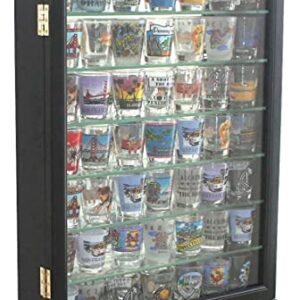 DisplayGifts Shot Glass Display Case Wall & Standing Curio Cabinet Shelf Unit Small Curio Cabinet (Black Finish)