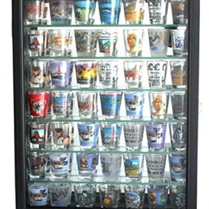 DisplayGifts Shot Glass Display Case Wall & Standing Curio Cabinet Shelf Unit Small Curio Cabinet (Black Finish)