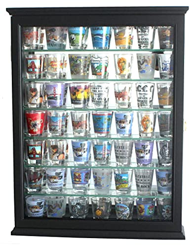 DisplayGifts Shot Glass Display Case Wall & Standing Curio Cabinet Shelf Unit Small Curio Cabinet (Black Finish)