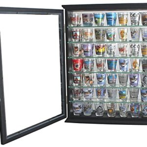 DisplayGifts Shot Glass Display Case Wall & Standing Curio Cabinet Shelf Unit Small Curio Cabinet (Black Finish)